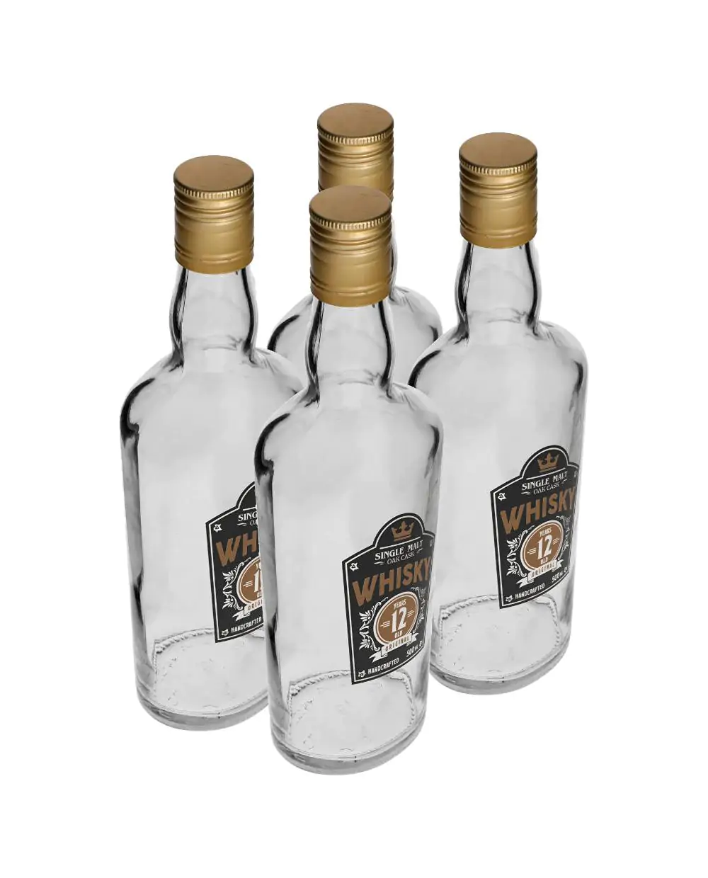 500ml Whiskey Printed Bottles 4 Pack Browin
